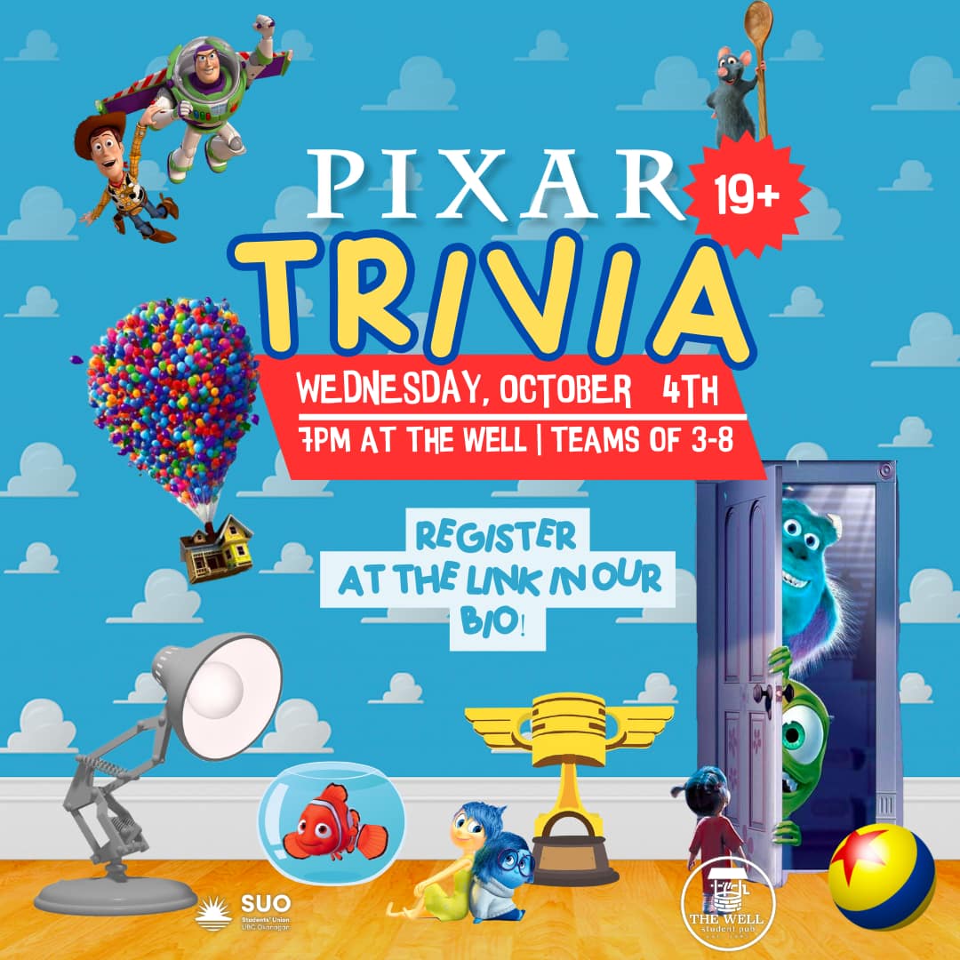 Pixar Trivia at The Well - Students’ Union Okanagan of UBC
